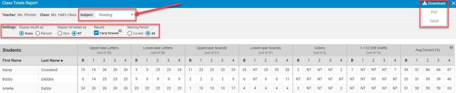 Class Totals Report (Classic)